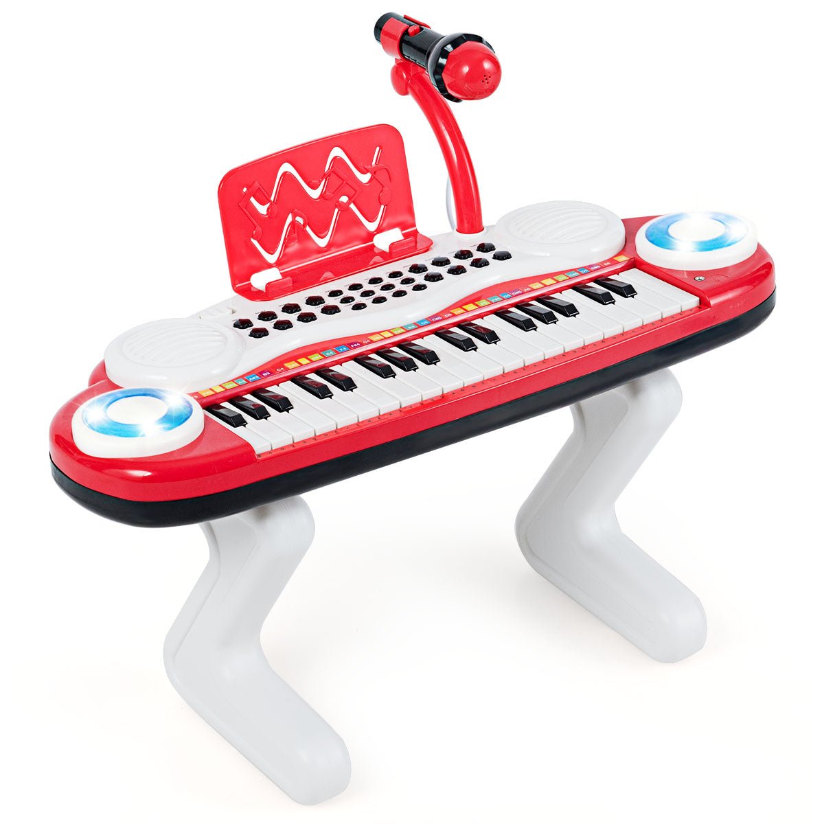 Kids Electronic Keyboard Piano Red | 37 Keys, Microphone, Lights