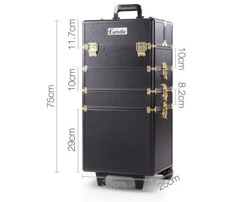 7 in 1 Portable Beauty Make up Case Black Gold Australia