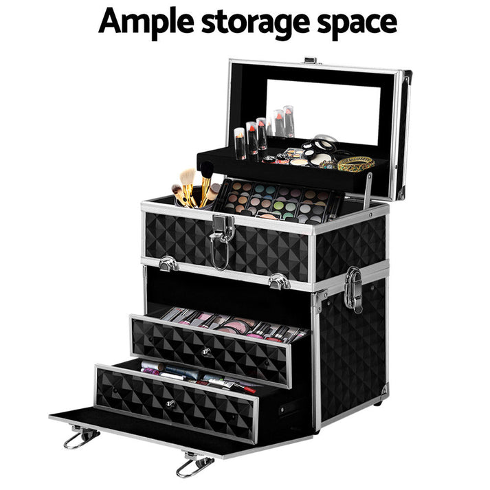 Portable Makeup Case Diamond Black | Australia Delivery