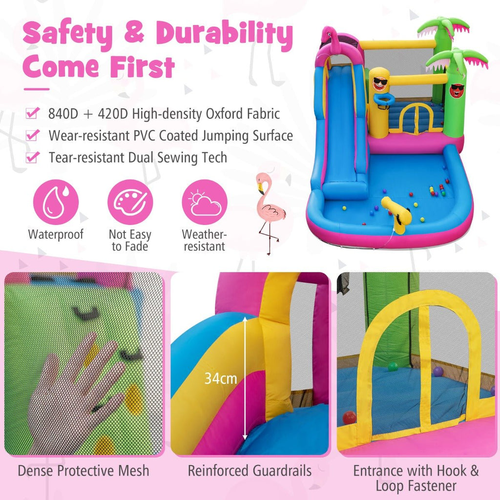 Flamingo Bouncy Castle: 6-in-1 Fun for Kids Jump, Slide & Splash with ...