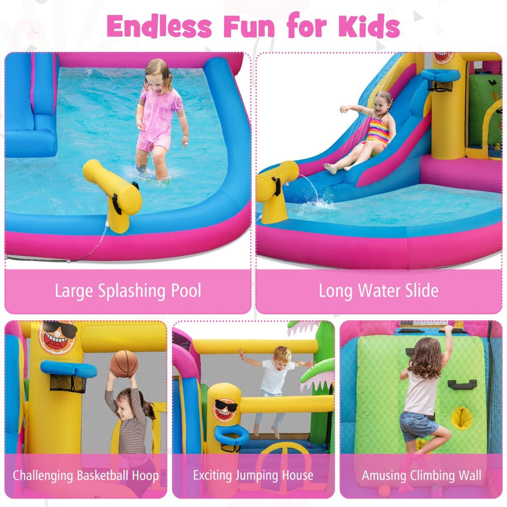 Flamingo Bouncy Castle: 6-in-1 Fun for Kids Jump, Slide & Splash with ...