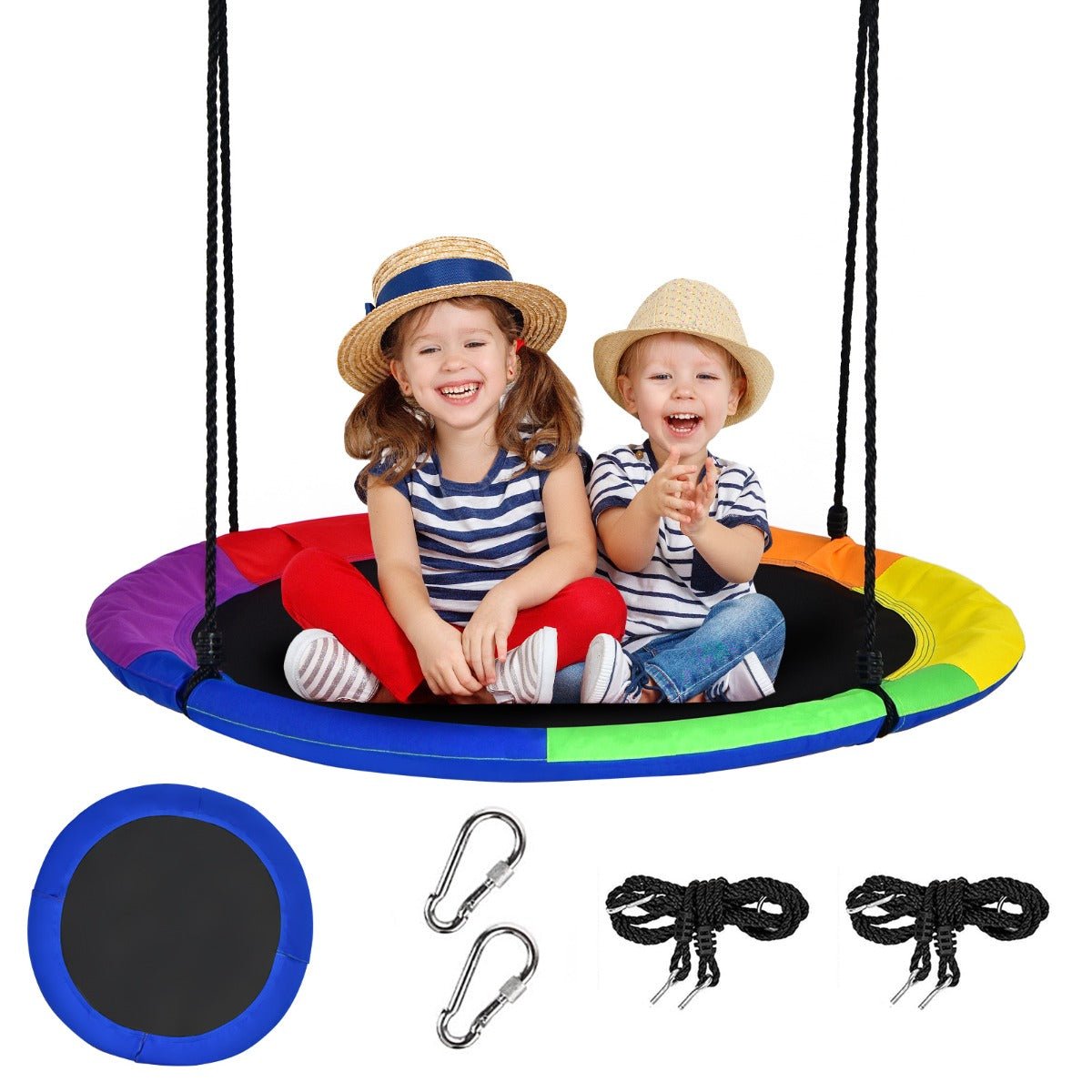 Blue Foam-Padded Flying Saucer Tree Swing for Kids and Adults – Kids ...