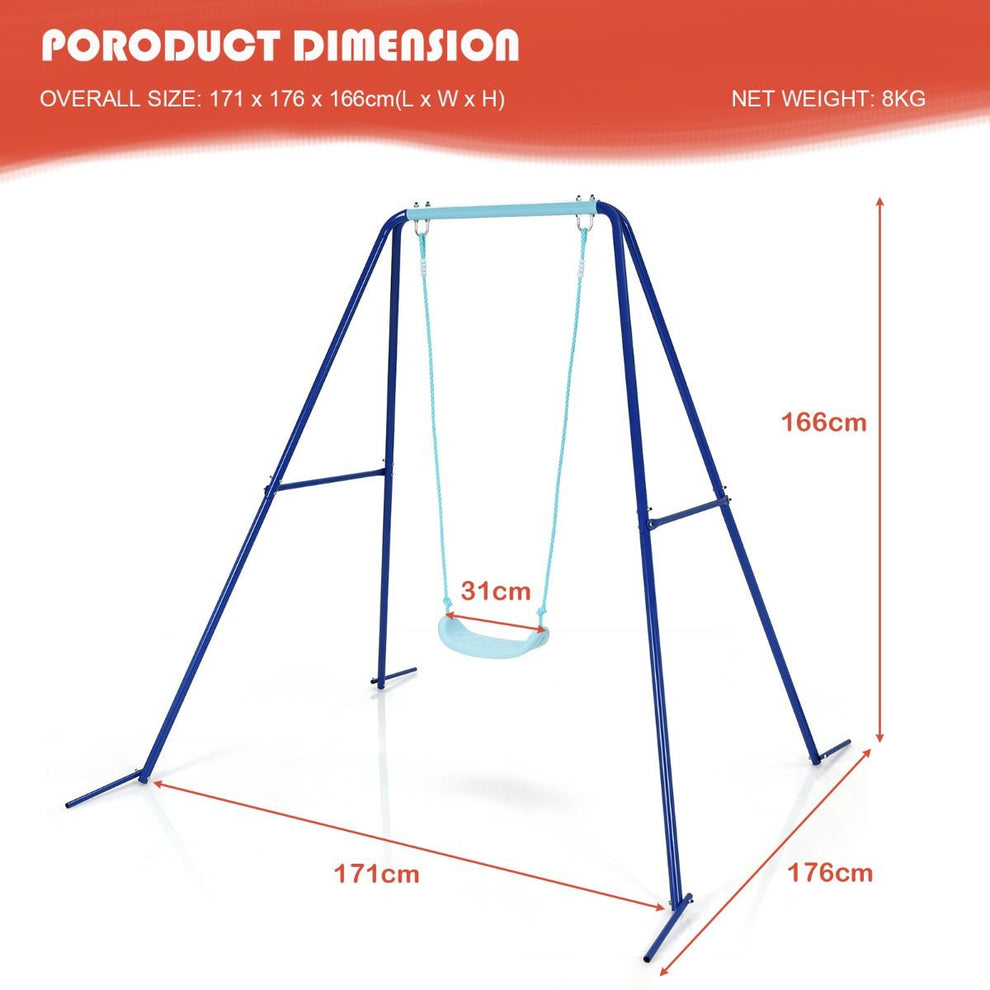 Sturdy Iron A-Frame Swing Set | Safe Outdoor Fun for Kids (Blue) – Kids ...