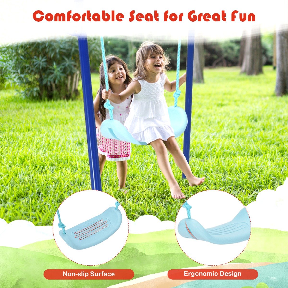 A-Frame Iron Swing Set Blue | Outdoor Play | Kids Mega Mart