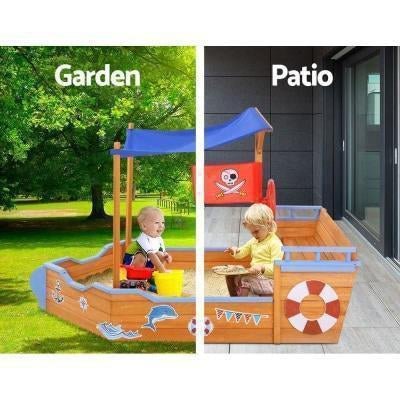 Keezi Boat Sand Pit With Canopy | Treated Timber | Fast Shipping