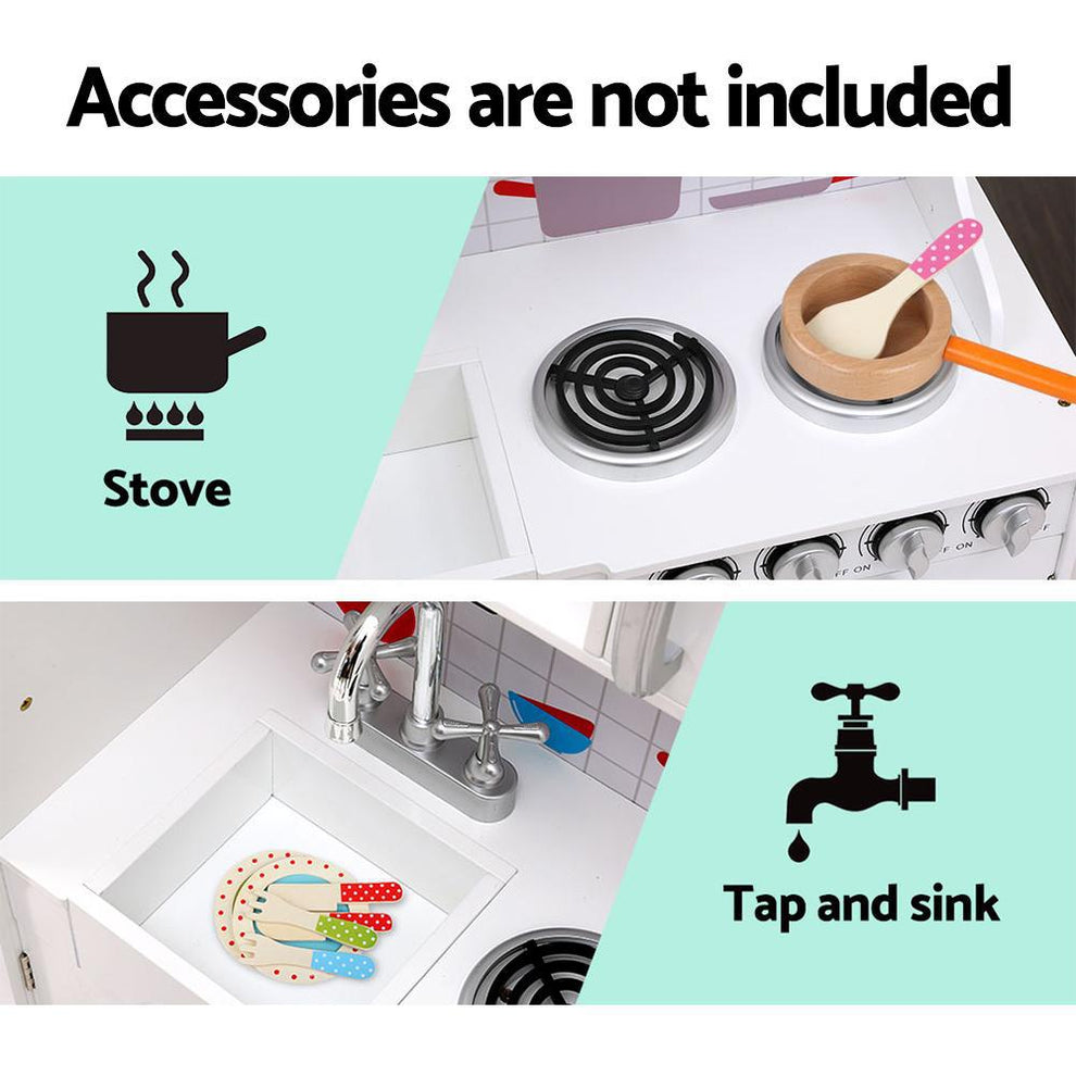 Keezi Kids White Wooden Kitchen Set | Kids Mega Mart Australia