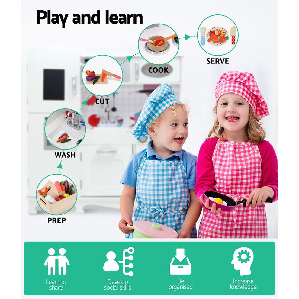 Keezi Kids White Wooden Kitchen Set | Kids Mega Mart Australia