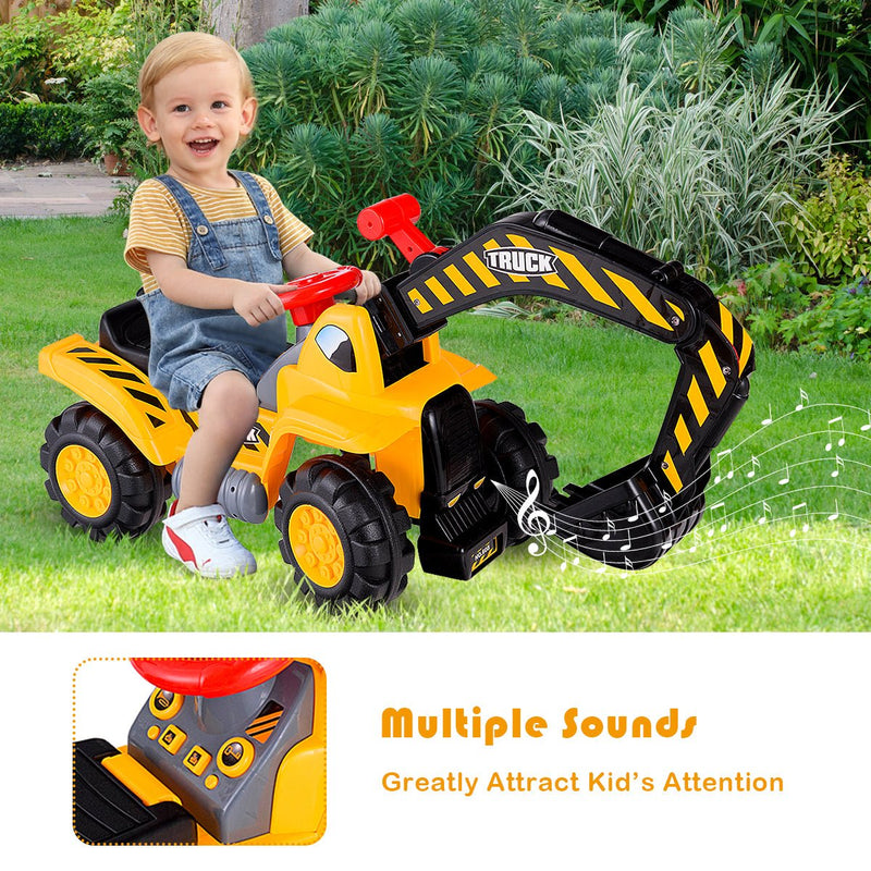 Buy Kids Excavator Push Along Ride On Digger Toy with Helmet