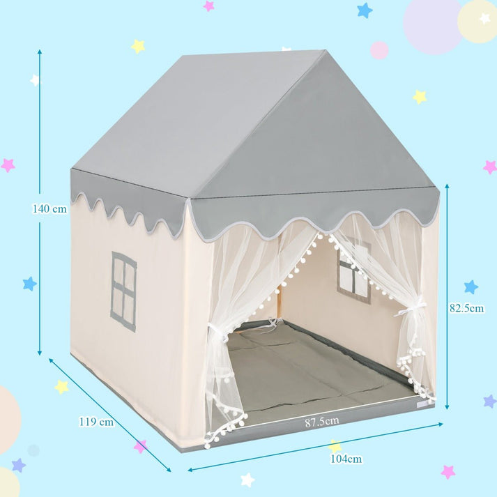 Kids Playhouse | Durable Pine Wood and Oxford Cloth, Mesh Windows ...