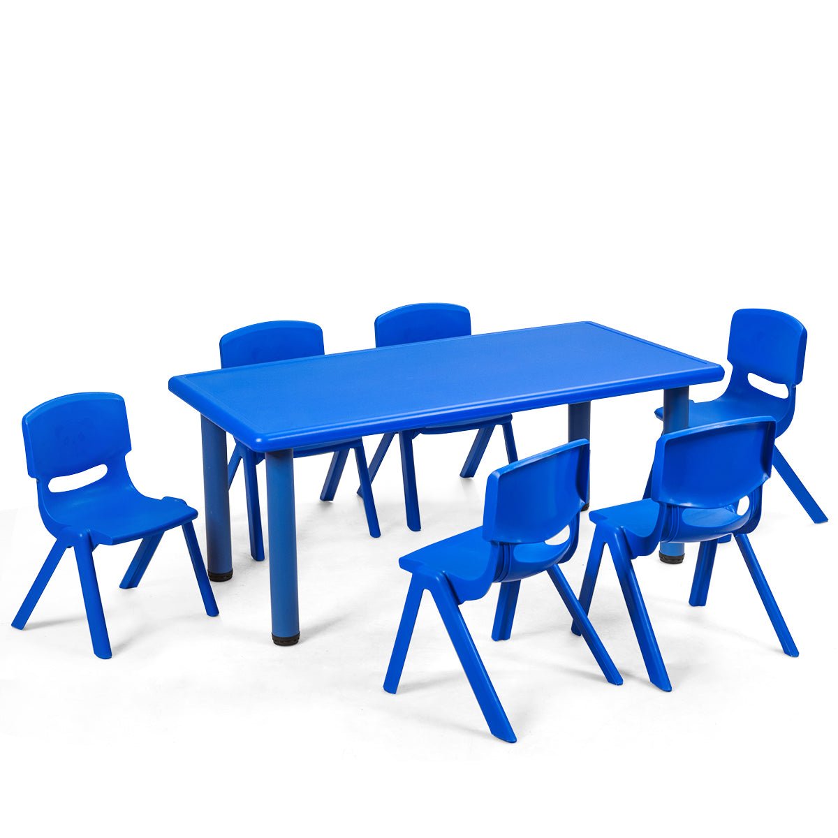 Kids Blue Table and 6 Chairs Set | Ages 3-8 | Indoor/Outdoor