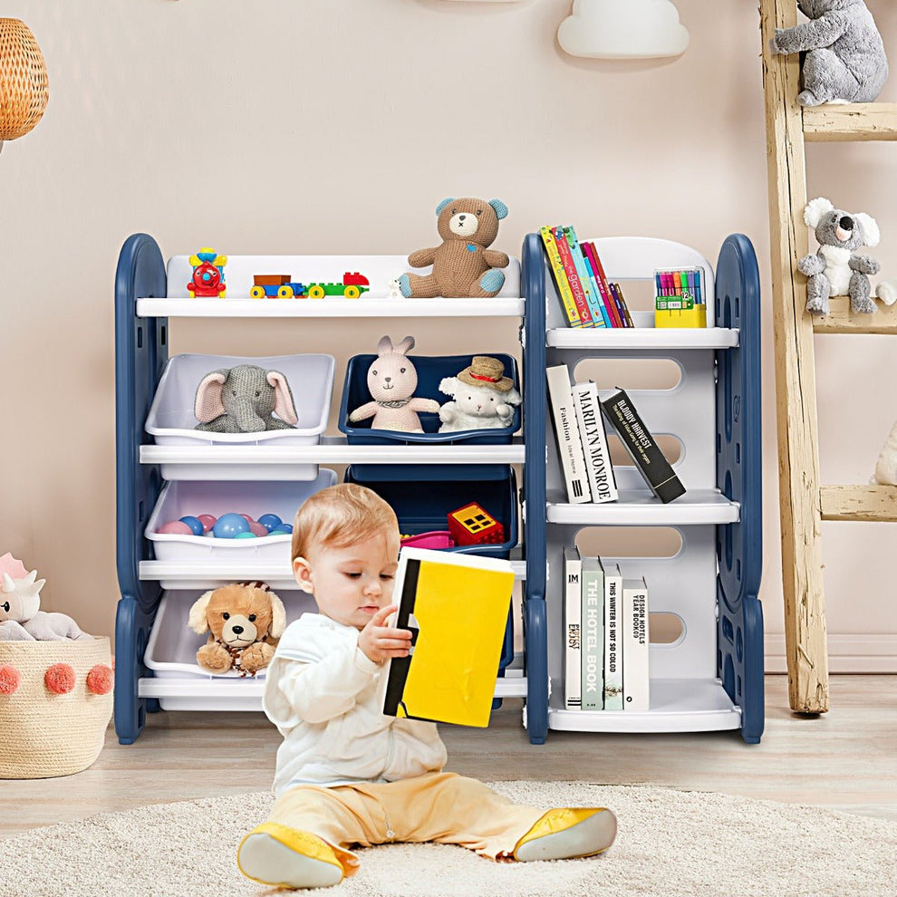 Kids Toy Storage Organizer with Bookshelf | Space-Saving Solution