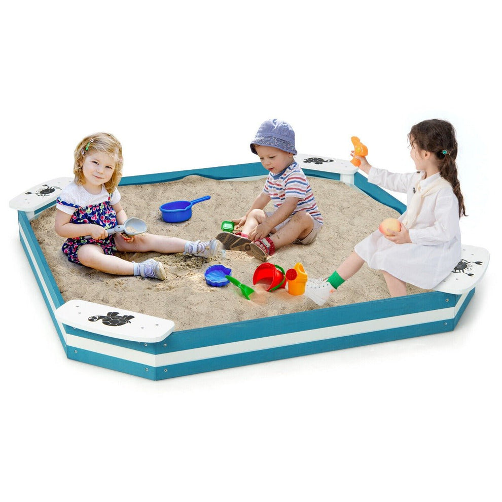 Kids Wooden Sandpit with Corner Seats | Outdoor Fun and Learning – Kids ...