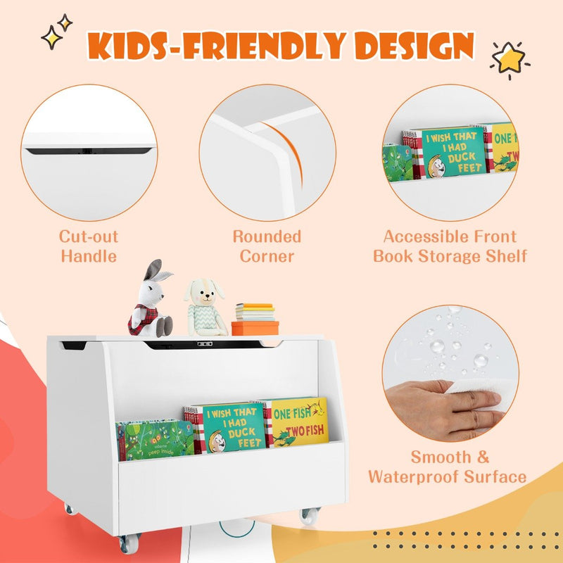 Rolling Toy Storage Chest with Flip top Lid | for Kids Play Area