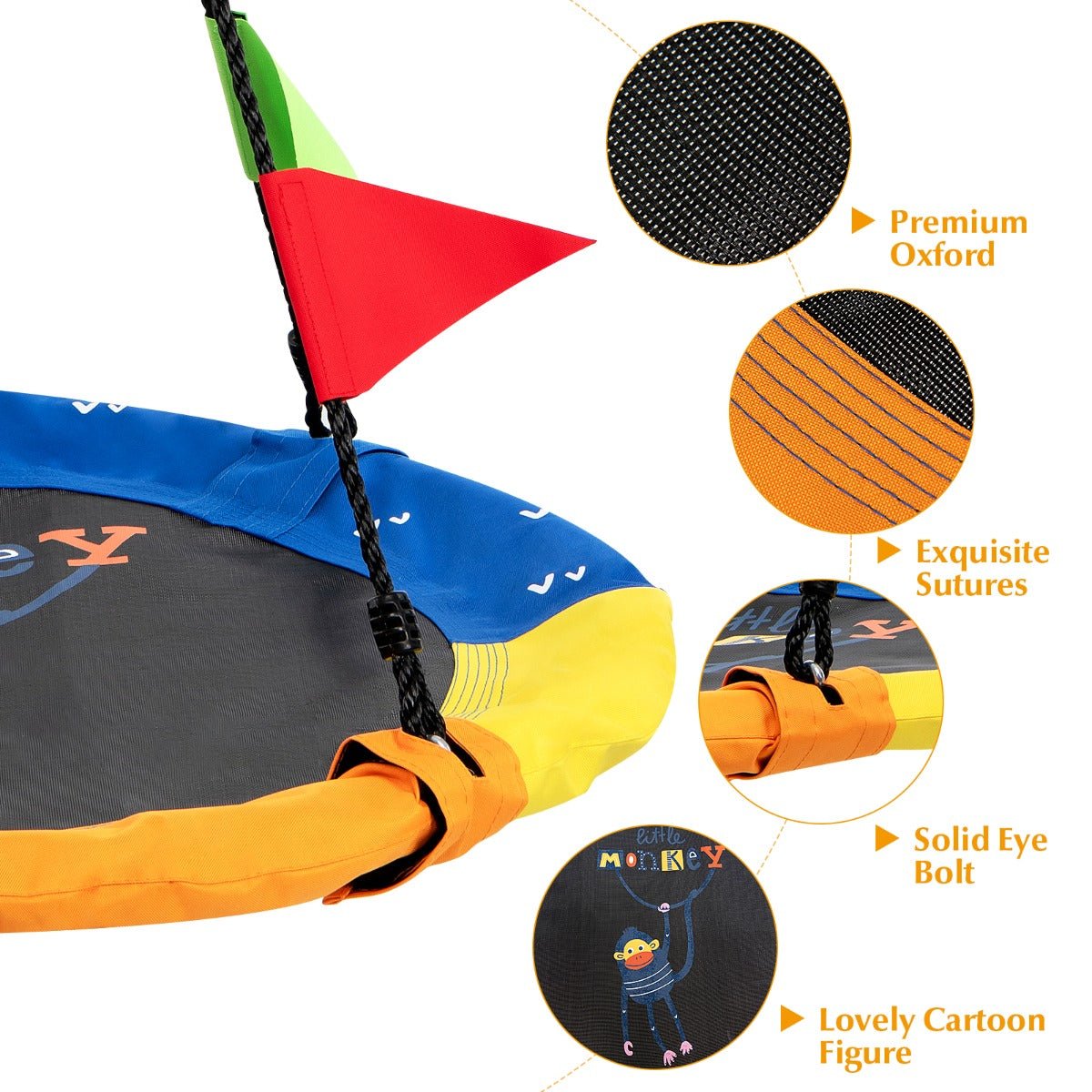 Fun Monkey Flying Saucer Tree Swing | Adjustable for Kids