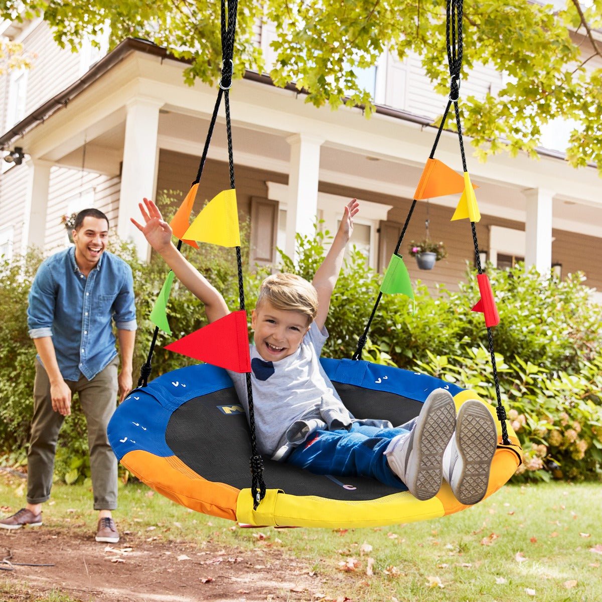 Fun Monkey Flying Saucer Tree Swing | Adjustable for Kids