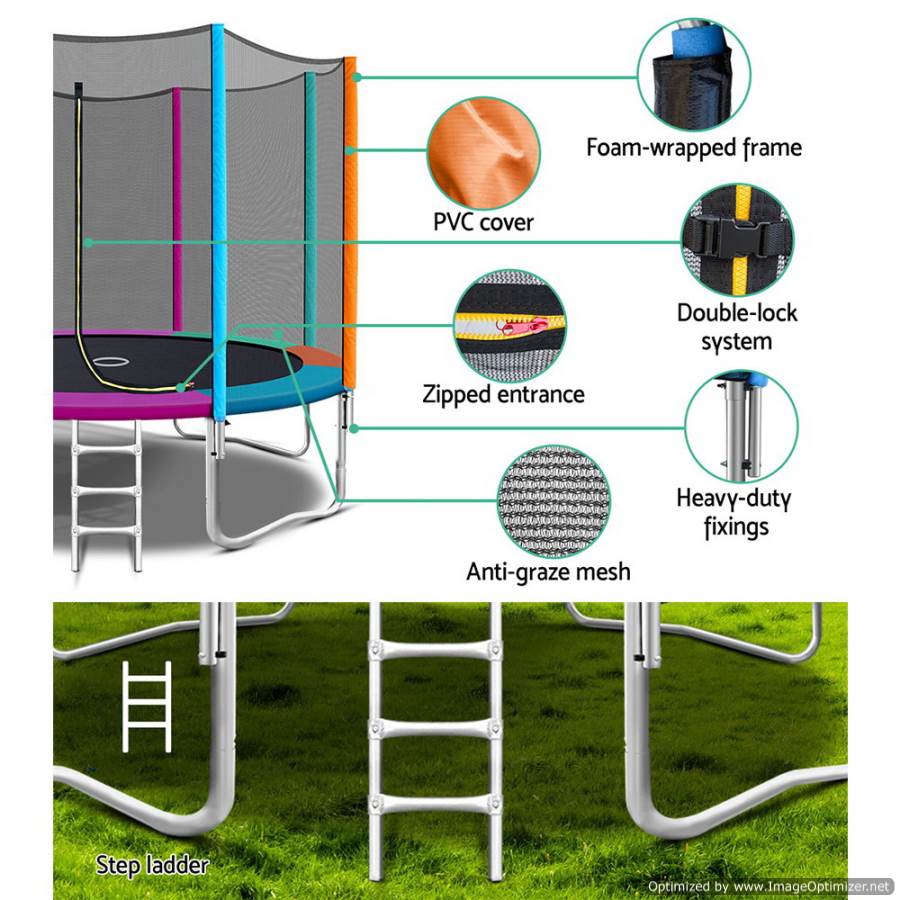 Multi-coloured Trampoline 10FT | Australia Delivery – Kids Mega Mart