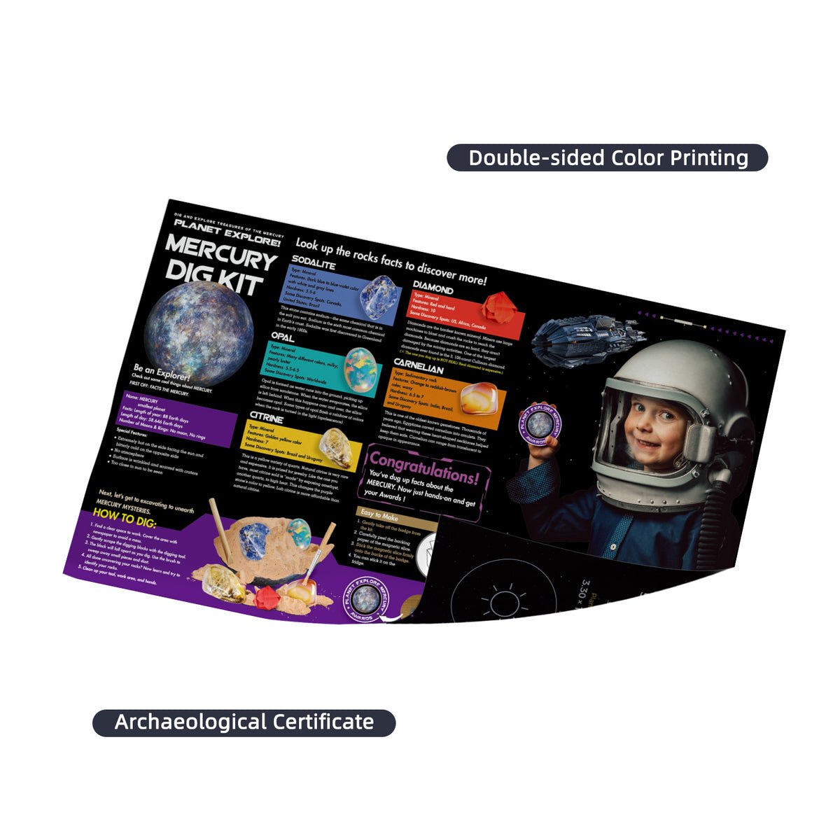 Mercury Gem Excavation Toy | Space Themed Dig Kit | Kids Mega Mart