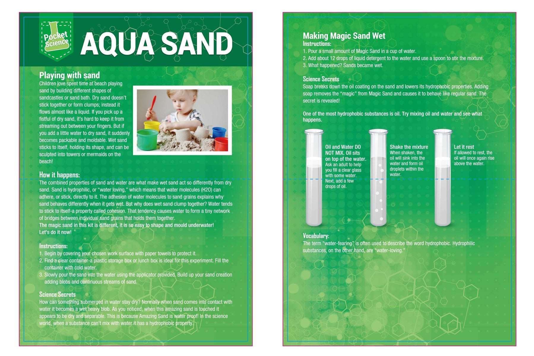Pocket Science Aqua Sand | Fun & Educational Hydrophobic Sand Kit