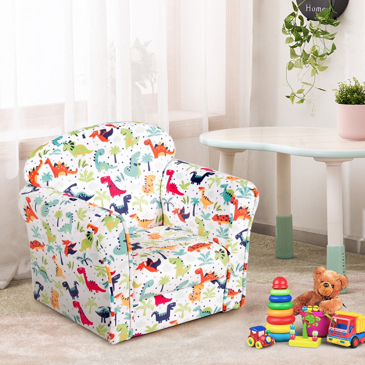 Velvet Kids Sofa with Cute Pattern - Cozy Armchair for Baby Room