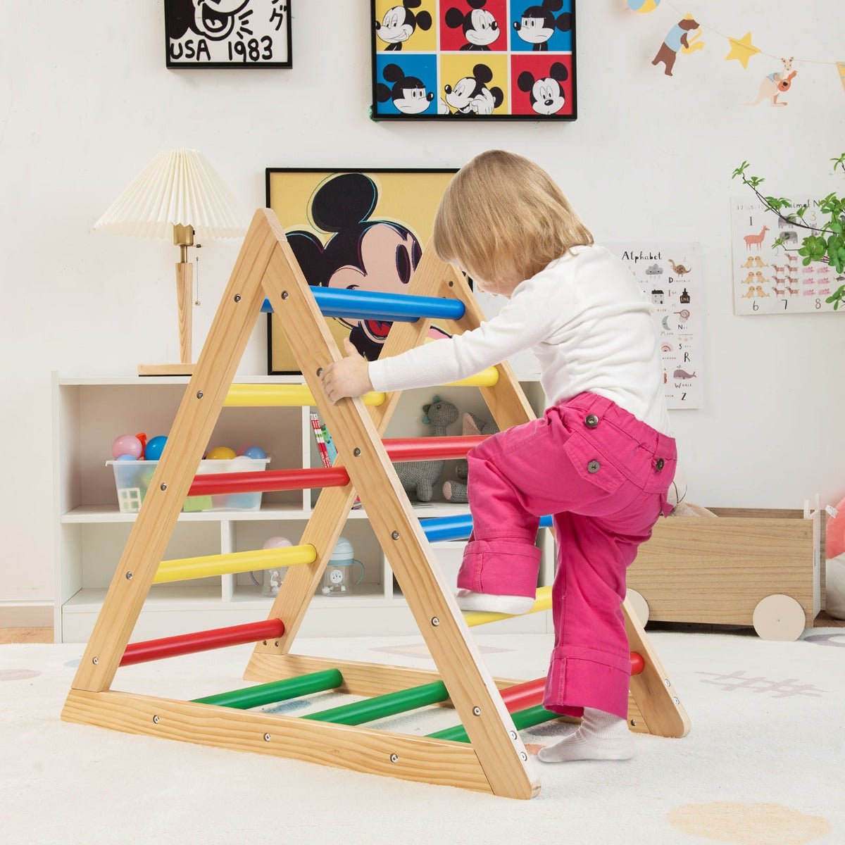 Kids Wooden Climbing Triangle | Safe, Educational 3-Level Ladder