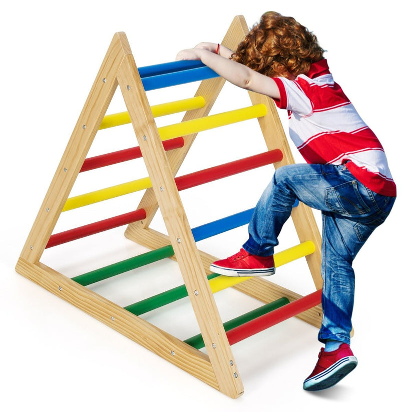 Kids Wooden Climbing Triangle | Safe, Educational 3-Level Ladder