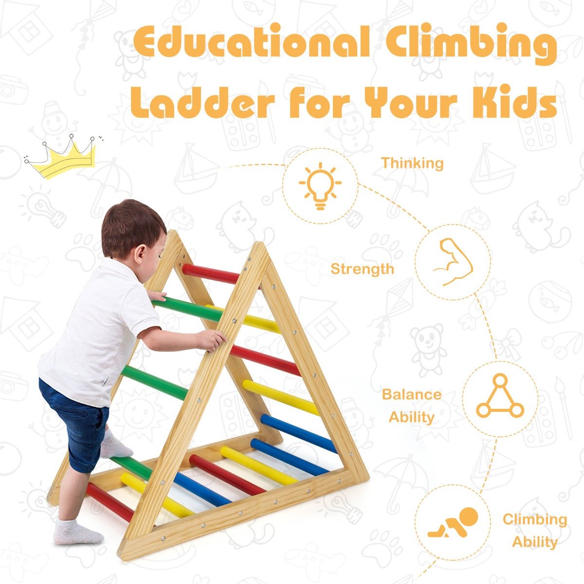 Buy Wooden Climbing Triangle Ladder for Kids Multi Colour