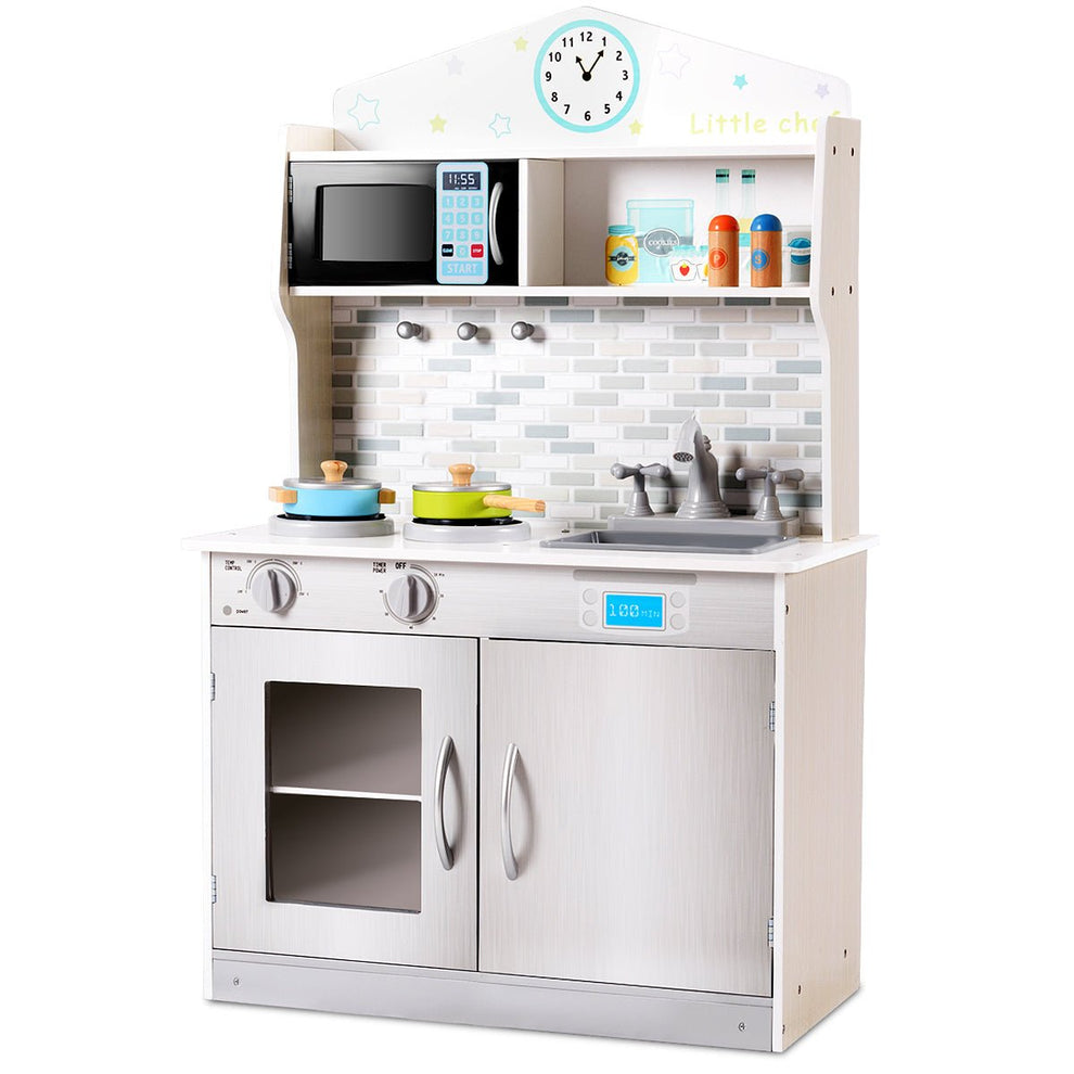 Wooden Toy Kitchen Playset | Fun and Educational Grey Kitchen Set ...